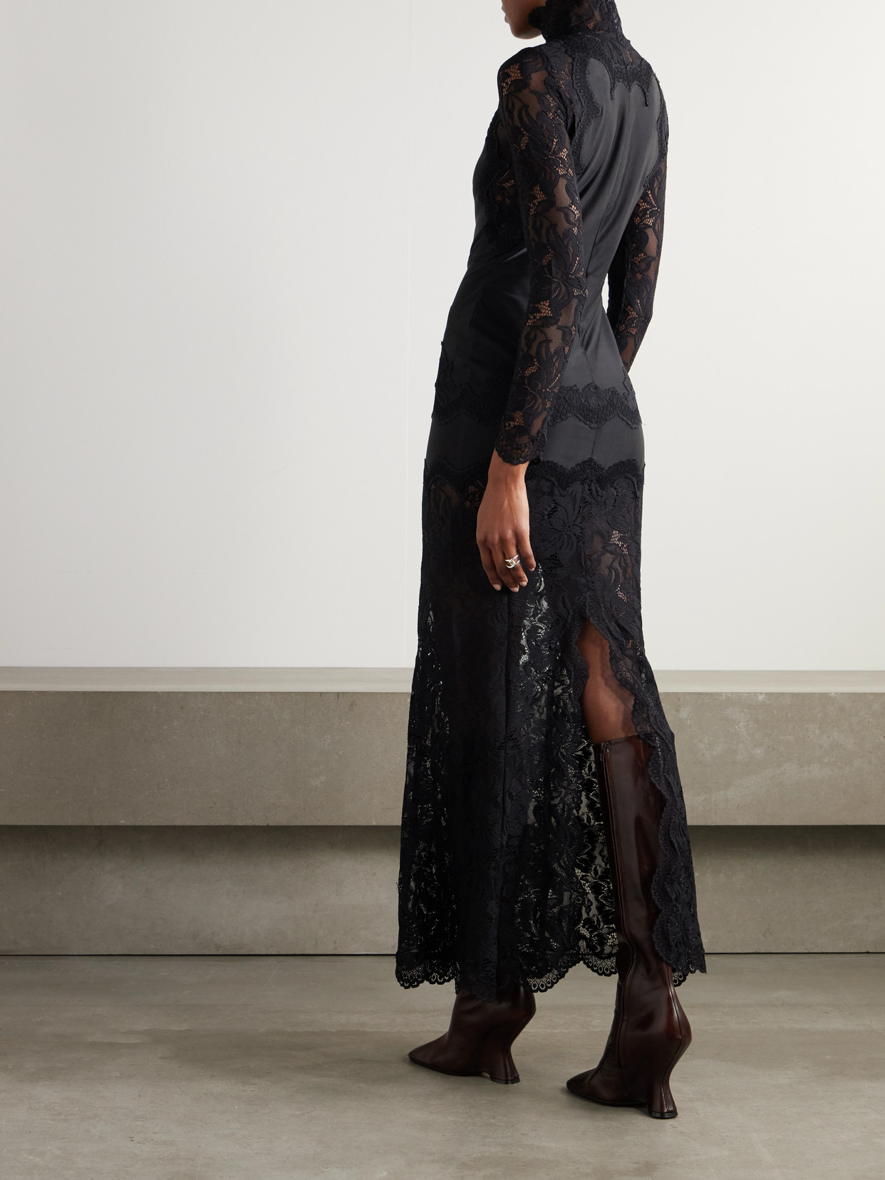 rabanne lace-trimmed silk-satin maxi dress Rabanne, Lace-trimmed silk-satin maxi dress Wedding Dress Save 14%