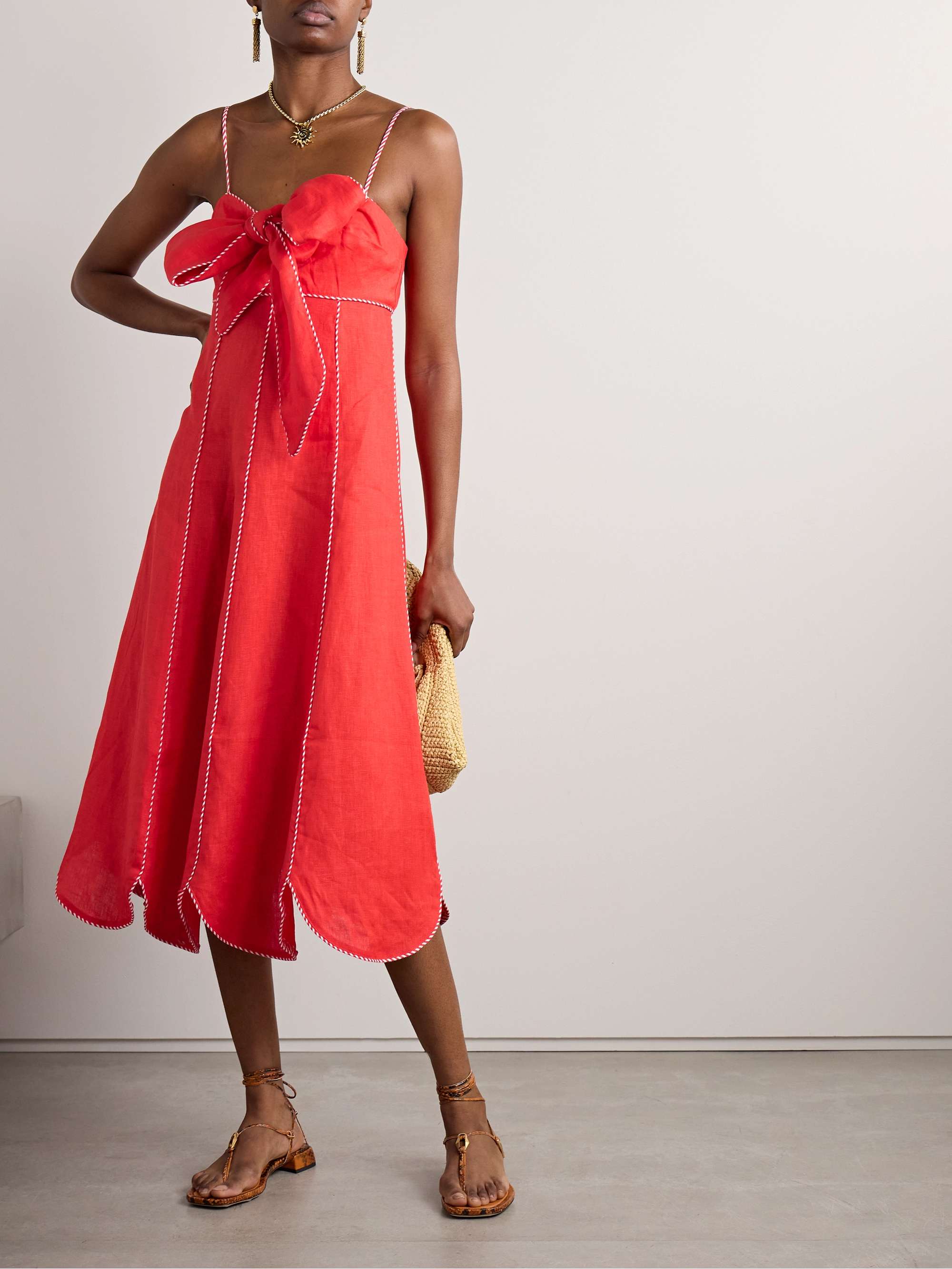 open lace back dress I WIN BOW FRONT MIDI DRESS – AKIRA main image 0