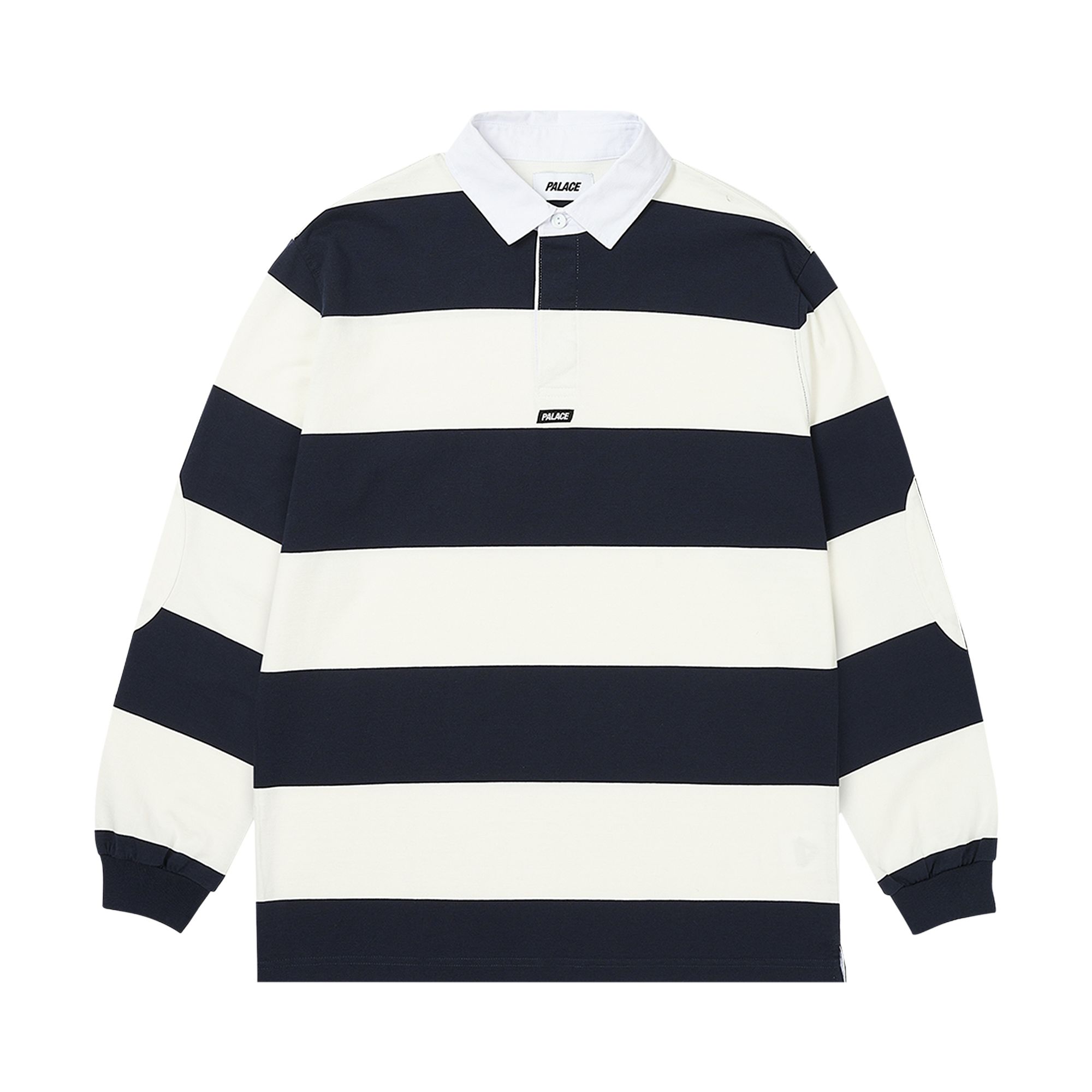 Palace Elbow Stripe Rugby - White/Navy Blue | Editorialist