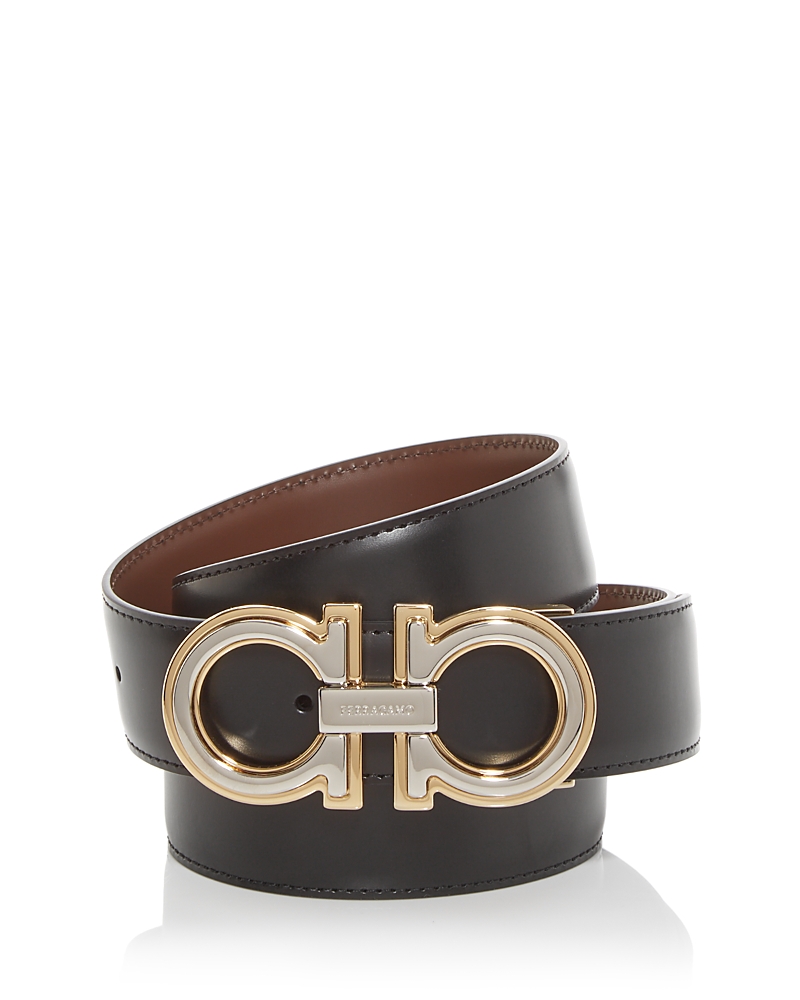 Ferragamo Double Gancini Leather Belt Nero Editorialist