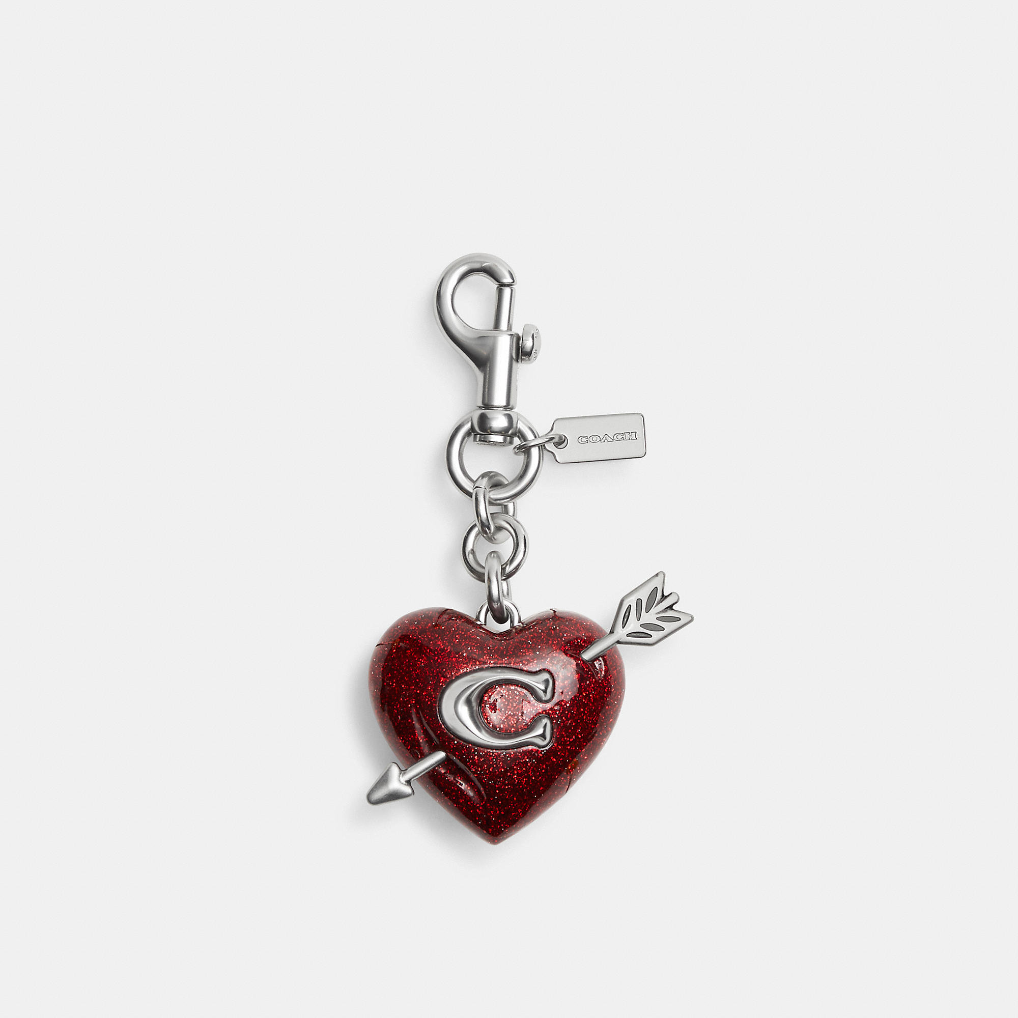 Coach Heart With Arrow Bag Charm - Silver/Ruby | Editorialist