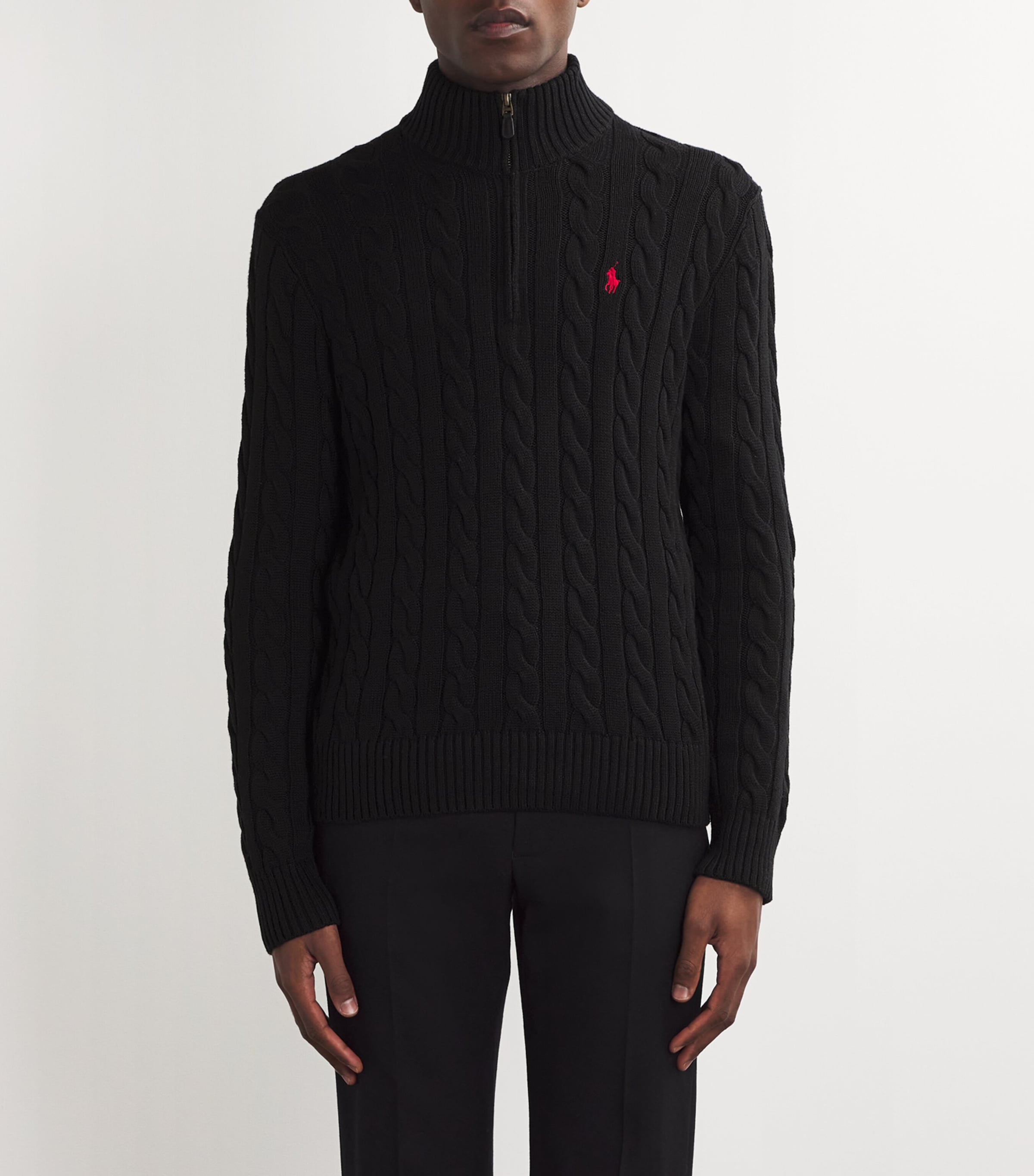 Polo Ralph Lauren Cable-Knit Quarter-Zip Sweater - Navy | Editorialist