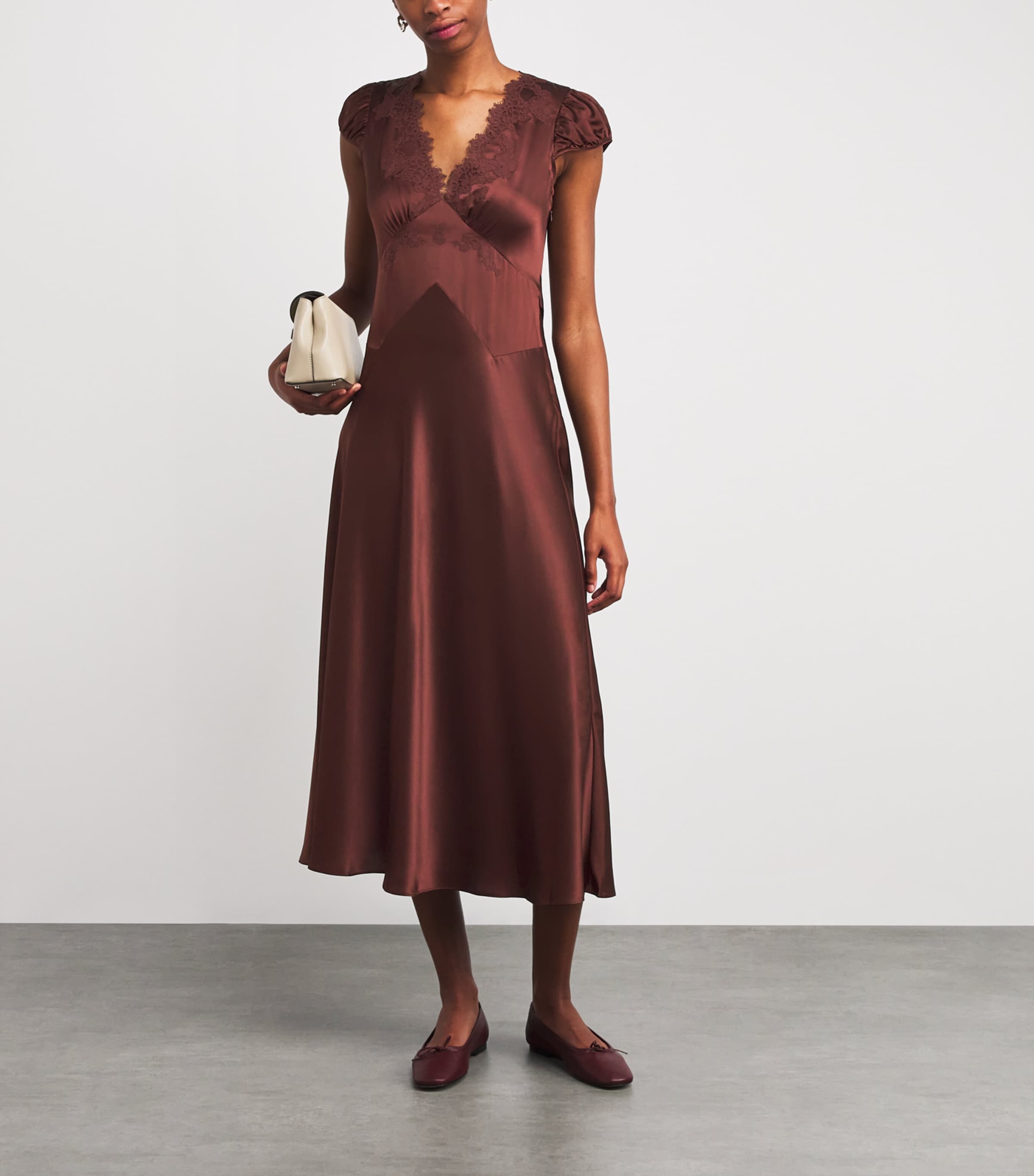 brown lace silk dress Dream Sight Lace Satin Maxi Dress main image 0