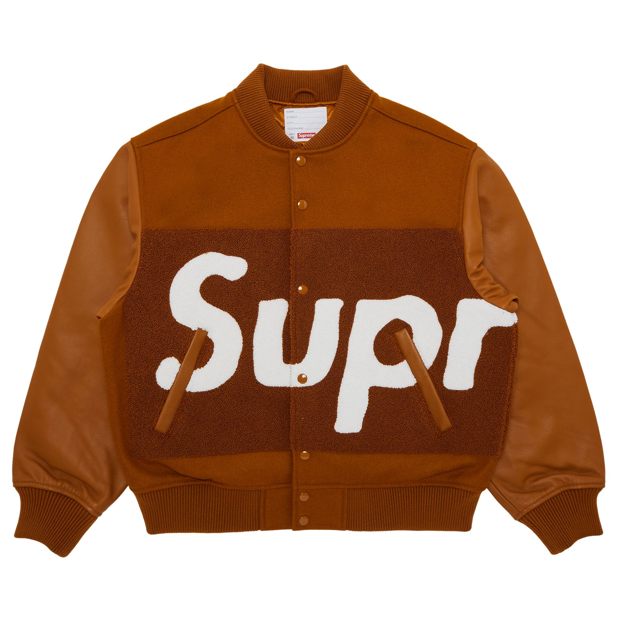 Supreme Big Logo Chenille Varsity Jacket - Yellow | Editorialist
