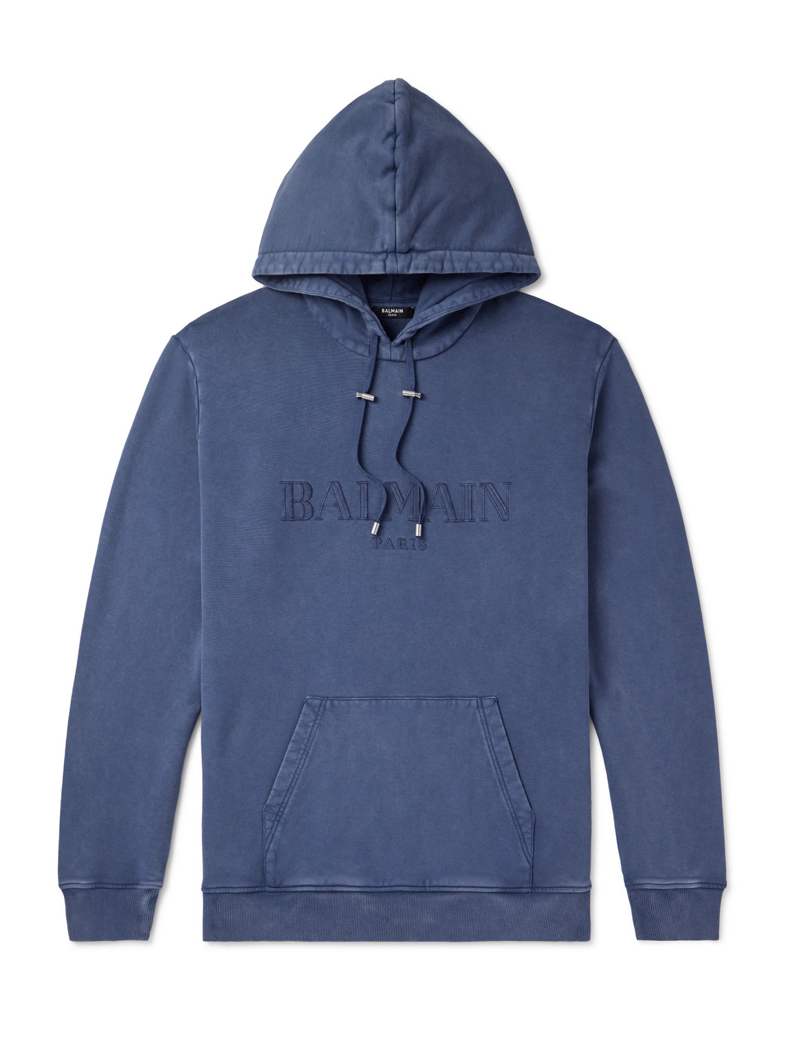 Balmain Embroidered Hoodie - Blue - 50% Off | Editorialist