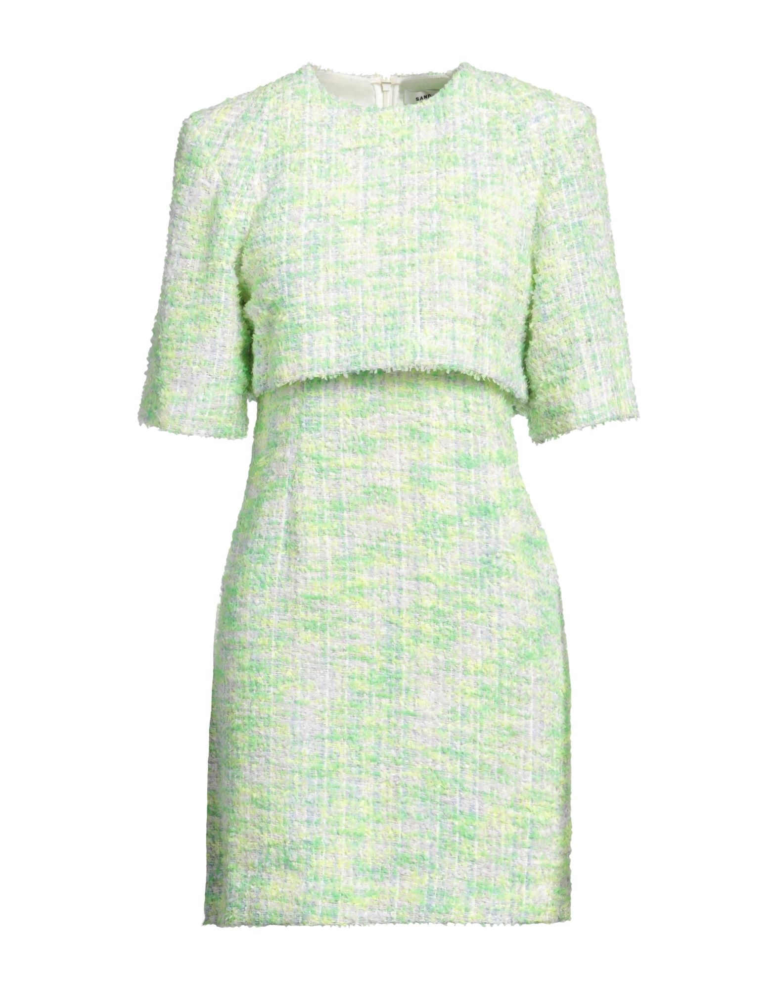 green emerald velvet dress Lime Boucle Midi Dress – self-portrait-US