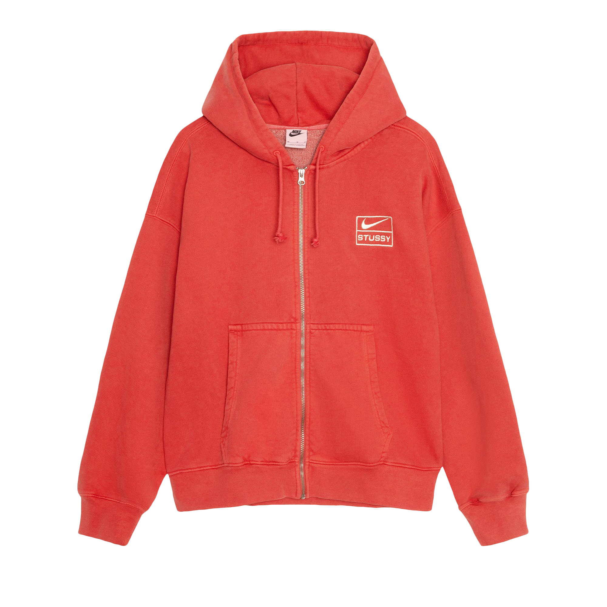 StüSsy X Nike Pigment Dyed Fleece Zip Hoodie - Red | Editorialist
