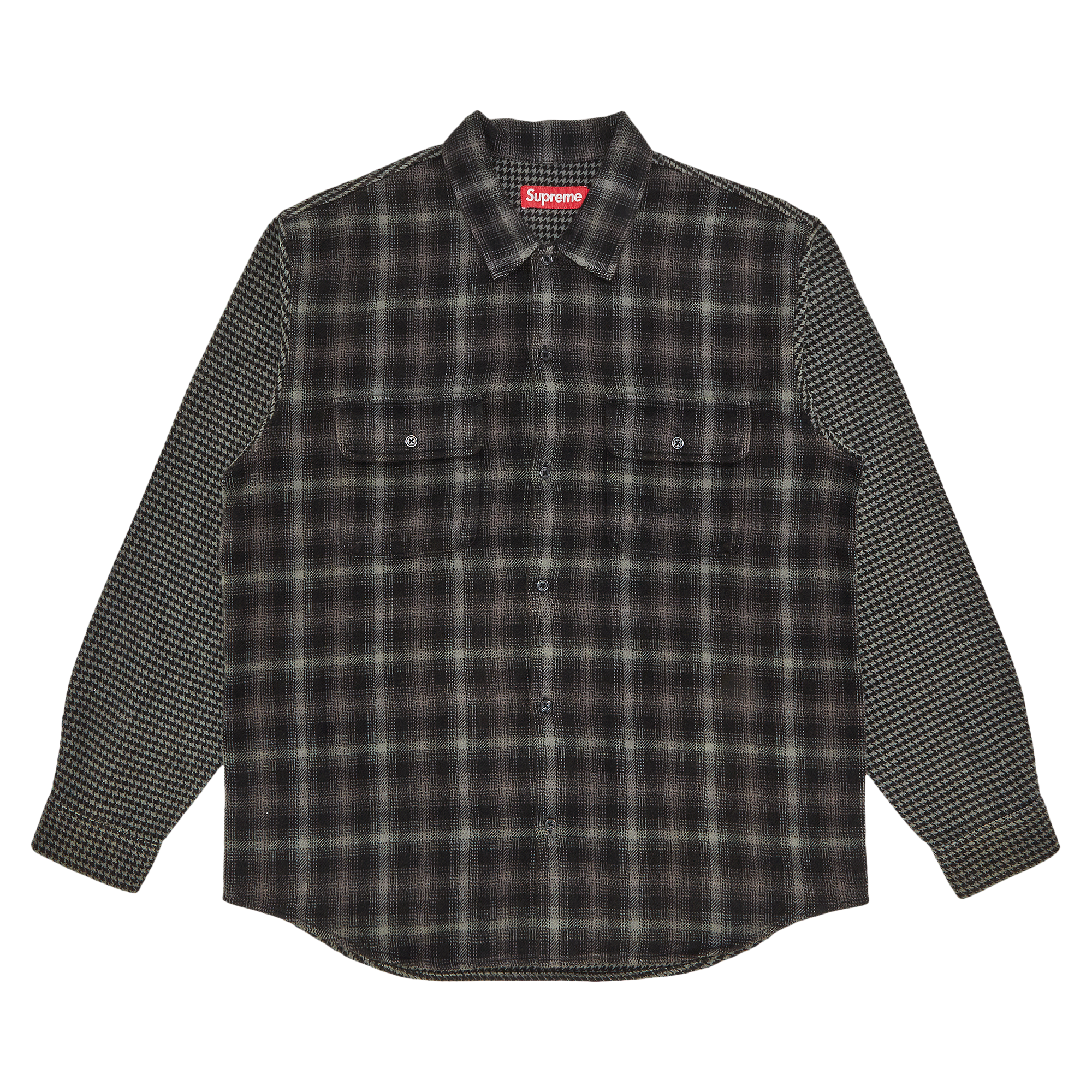 Supreme Houndstooth Plaid Flannel Shirt - Black | Editorialist