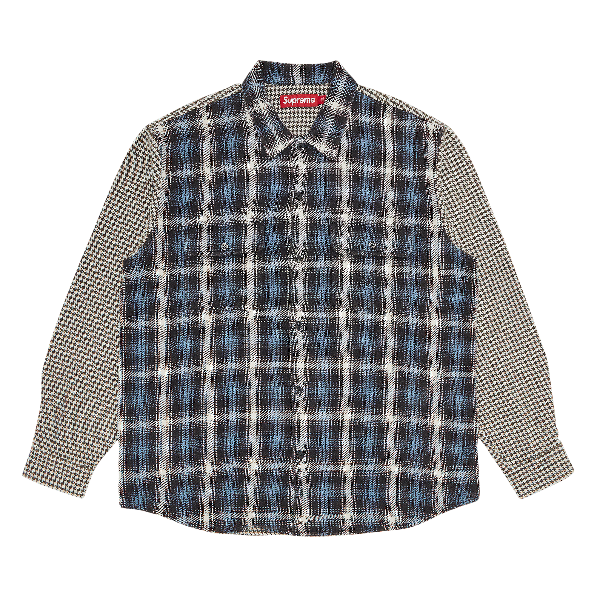 supreme　Houndstooth Plaid Flannel Supreme Houndstooth Plaid Flannel Shirt - Blue | Editorialist