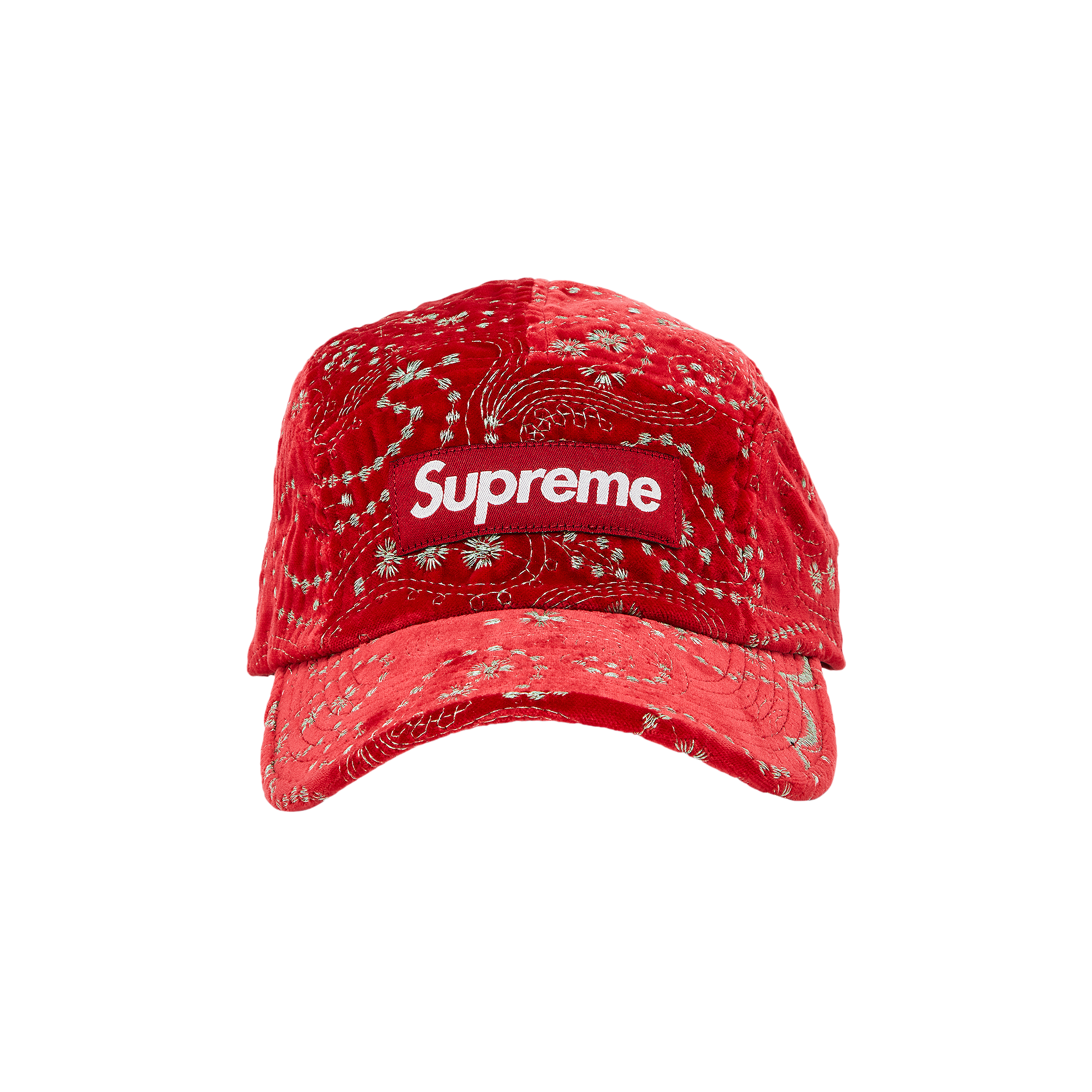 Supreme Velvet Paisley Camp Cap - Red | Editorialist
