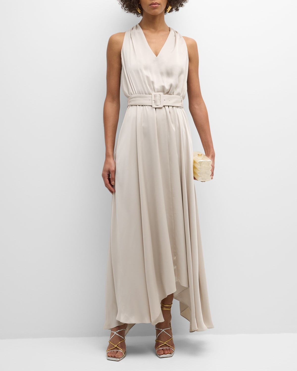 sandstone bridesmaid dresses Rust Sandstone 100% Cotton Halter Neck Tier Midi Dress 36