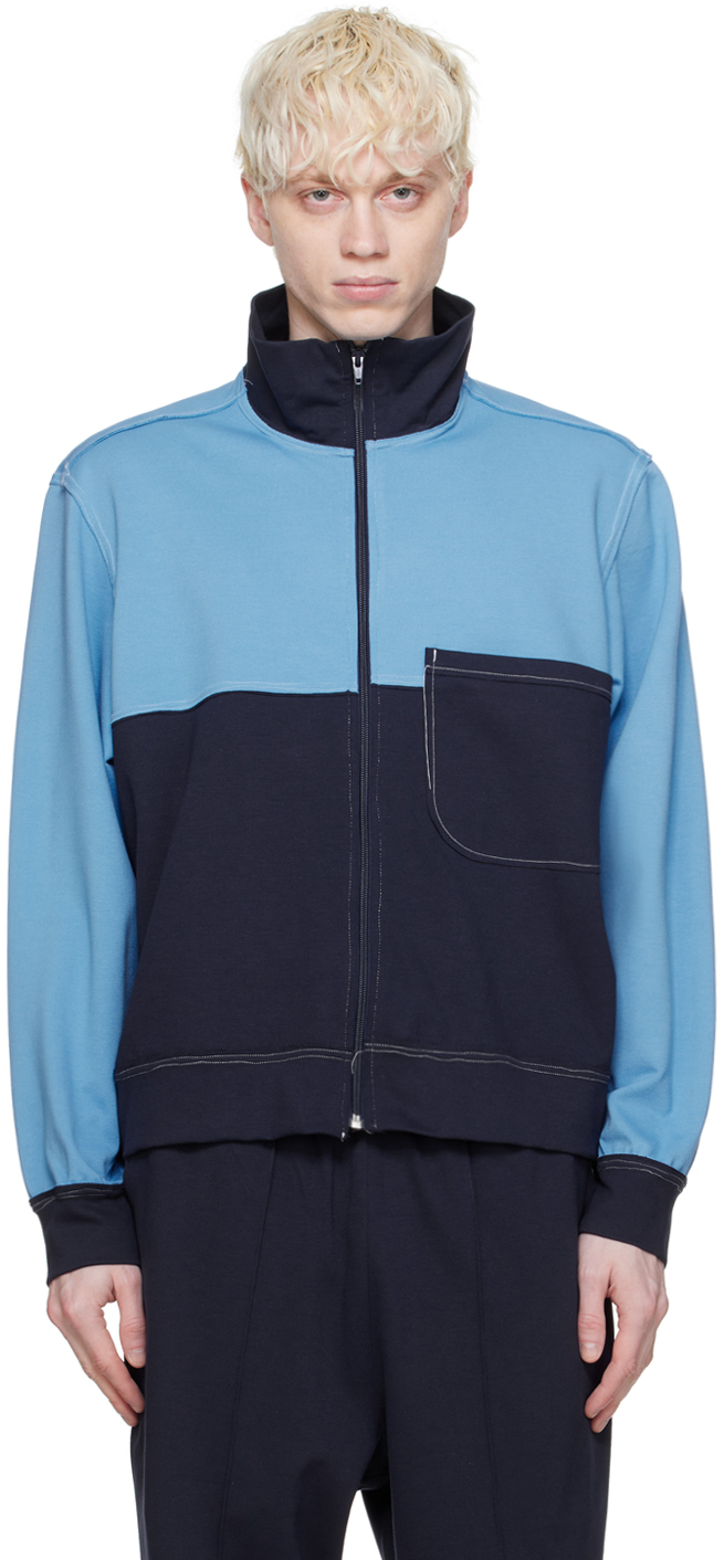 Camiel Fortgens Colorblocked Track Jacket In Blue - 67% Off