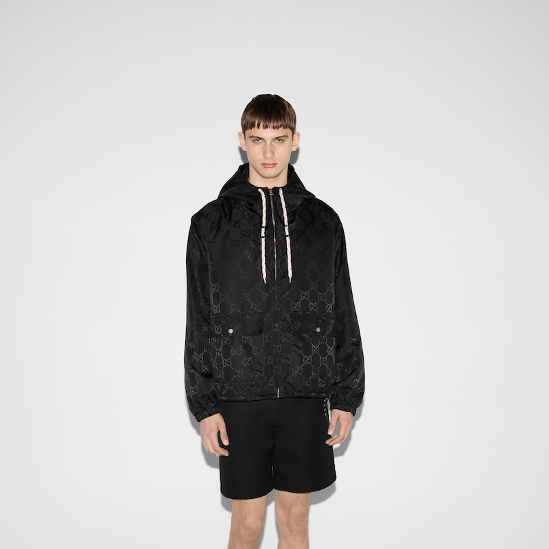 Gucci Gg Nylon Canvas Zip Jacket - Black | Editorialist