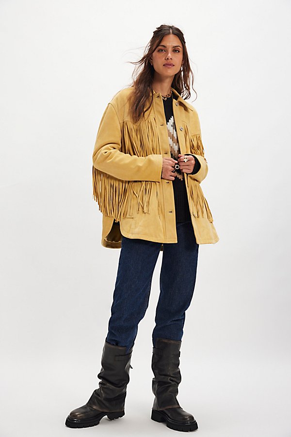 FREE PEOPLE Fringe Suede Shirt Jacket