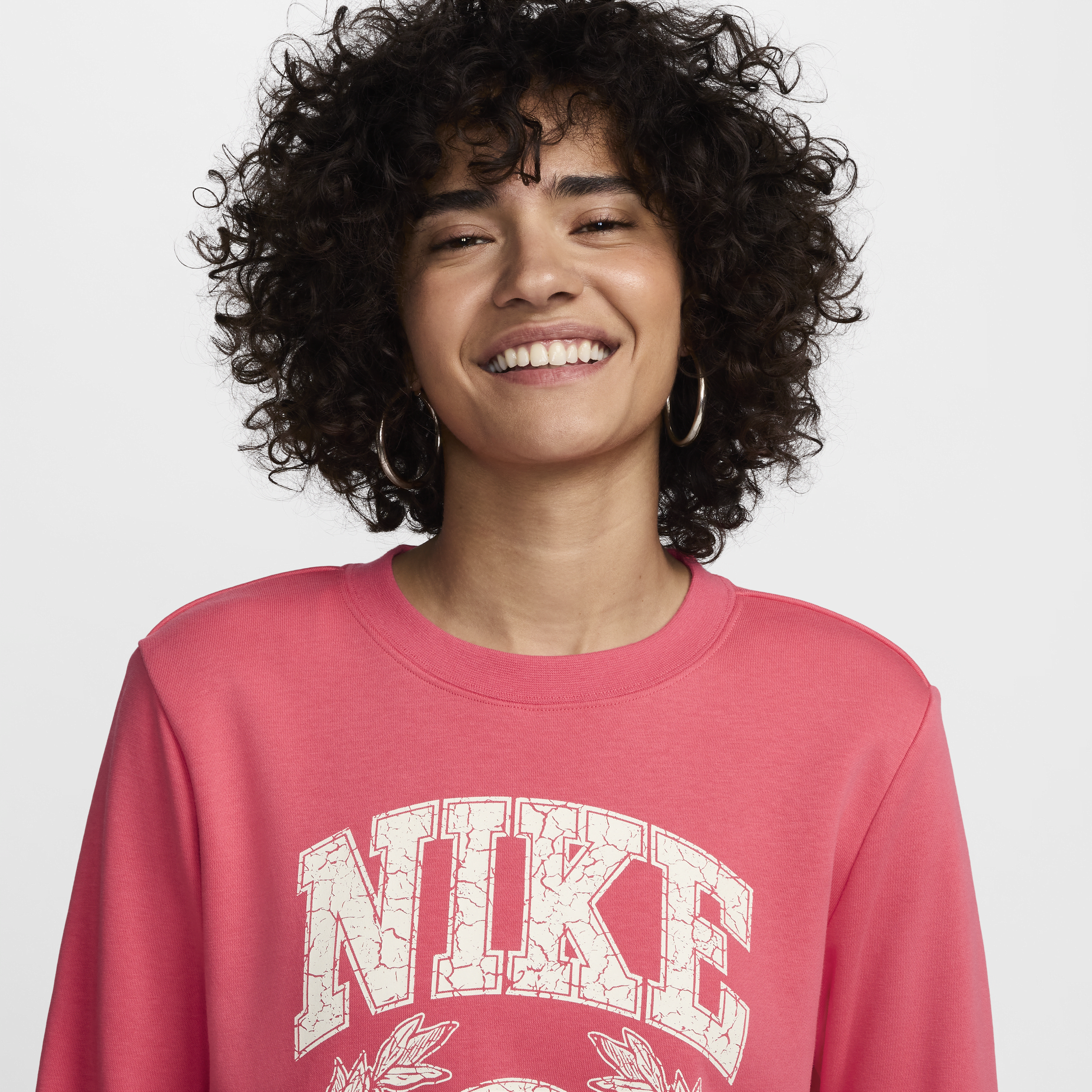 pink nike flame crewneck