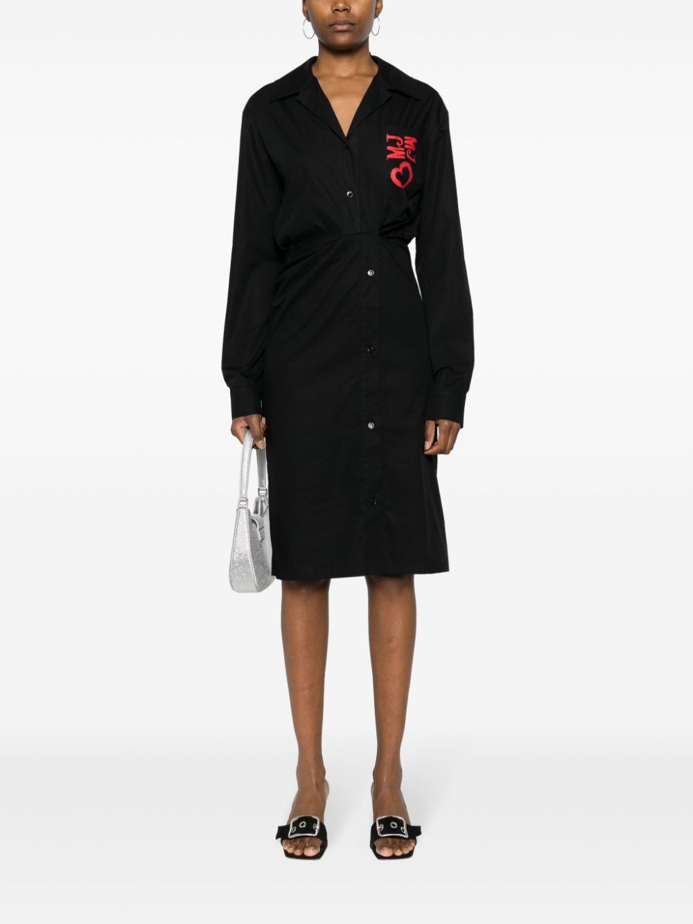 MOSCHINO MOSCHINO JEANS Logo-Embroidered Poplin Midi Dress