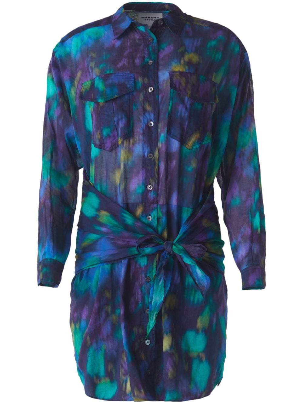 MARANT ETOILE MARANT ÉTOILE Blue/Green Tie-Dye Cotton Mini Dress