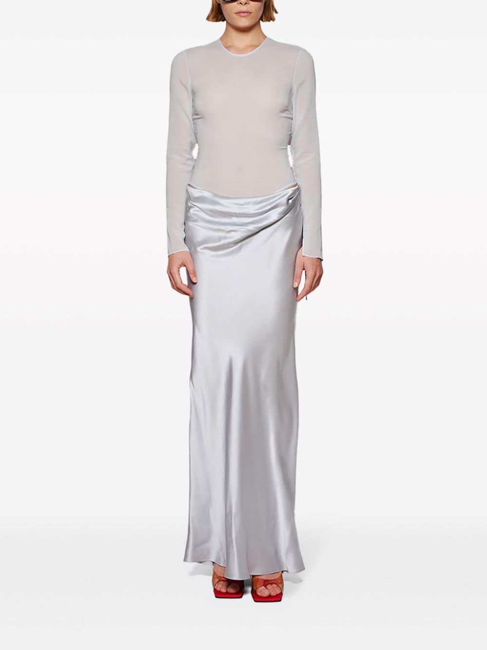 christopher esber sheer torso long sleeve dress Christopher Esber Sheer Torso Long Sleeve Dress OTTER