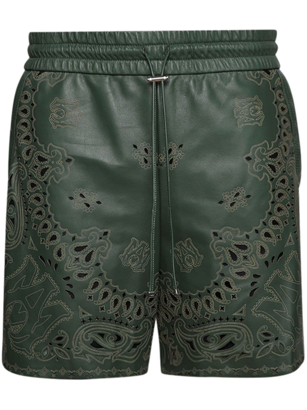 AMIRI Bandana Laser-Etched Leather Shorts