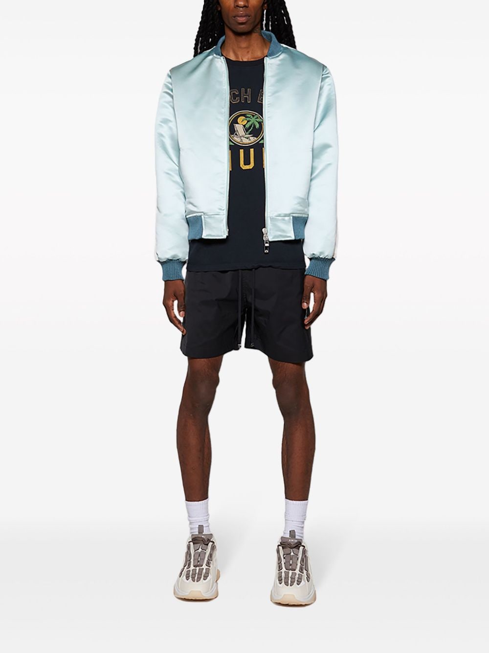 RHUDE RHUDE Logo-Appliqué Satin Bomber Jacket