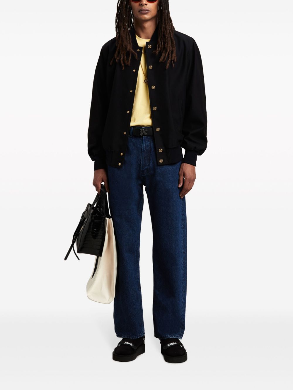 PALM ANGELS Palm Angels Logo-Print Straight-Leg Jeans