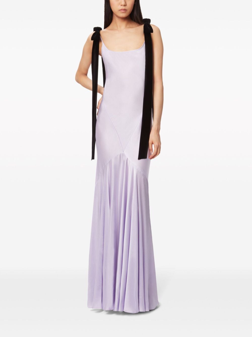 Buy Nina Ricci Bow Satin Maxi Dress - Purple At 23% Off | Editorialist