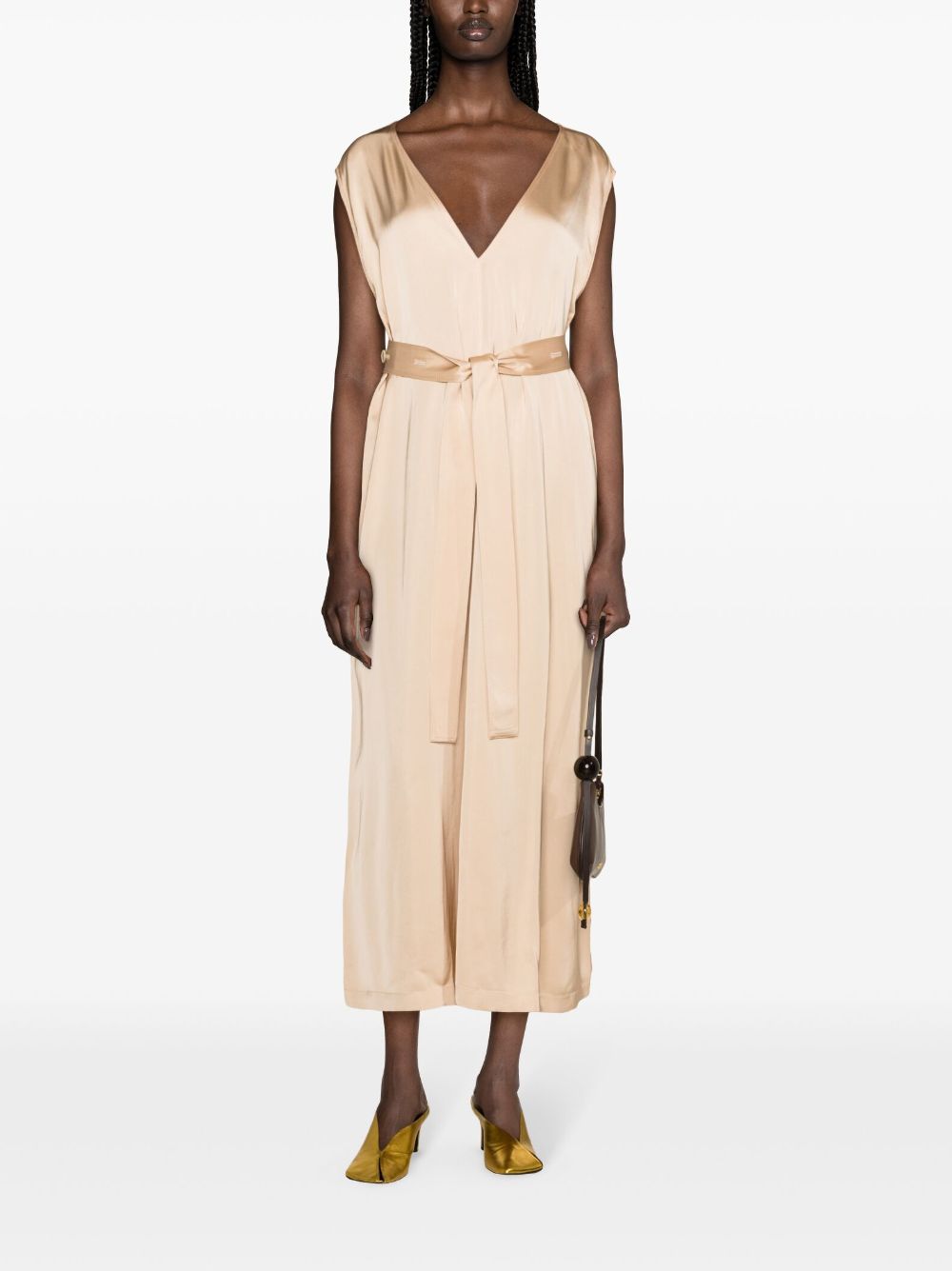 FABIANA FILIPPI V-Neck Belted Long-Length Dress