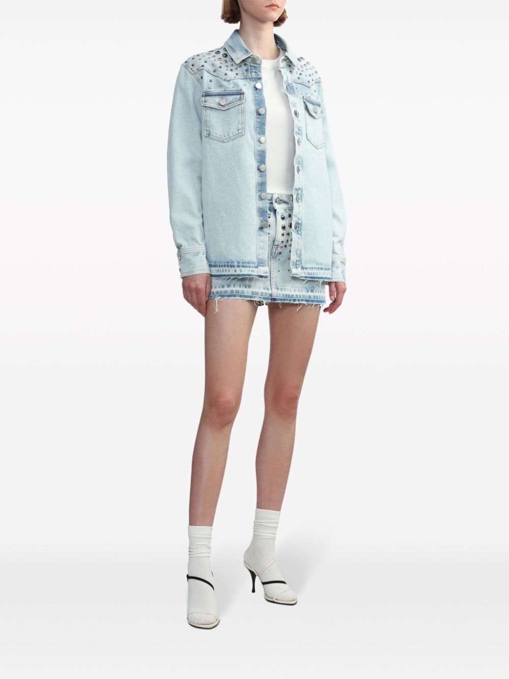 ALESSANDRA RICH Alessandra Rich Stud-Embellished Denim Miniskirt