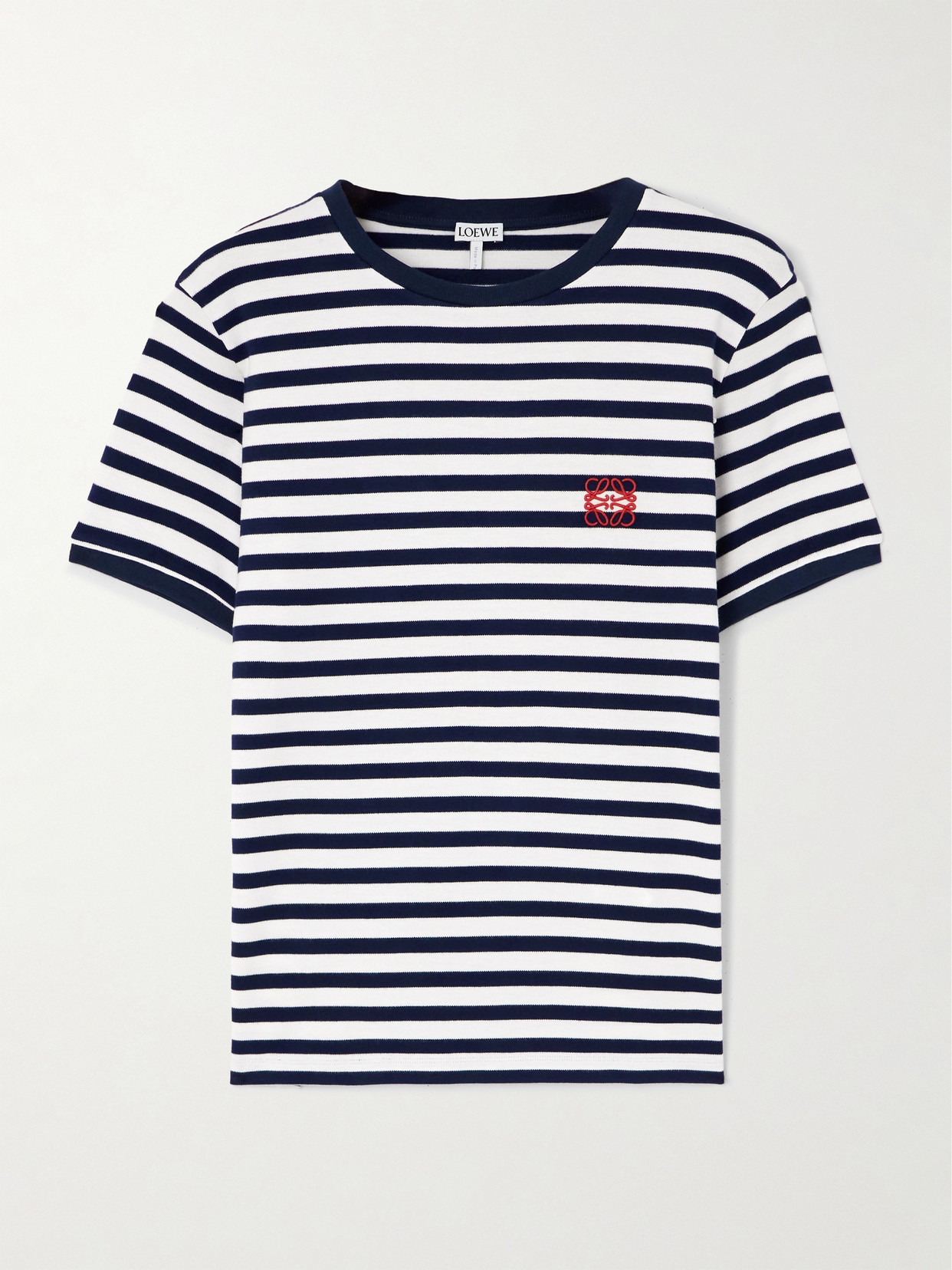 Loewe Anagram Embroidered Striped Jersey T-Shirt In Blue - 50% Off