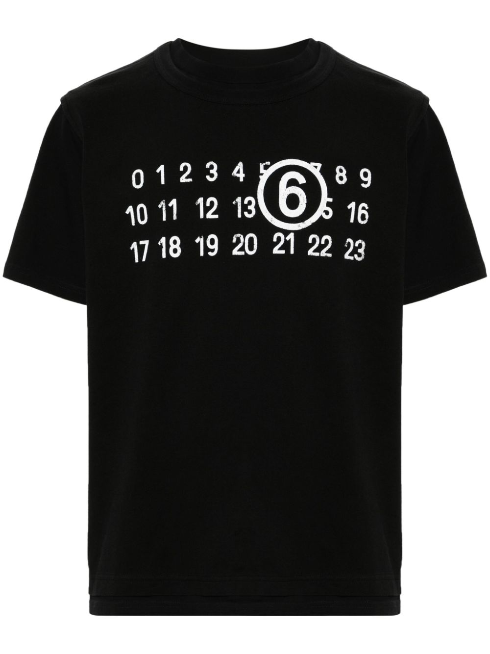 Maison Margiela Numbers-Motif Cotton T-Shirt - Black | Editorialist