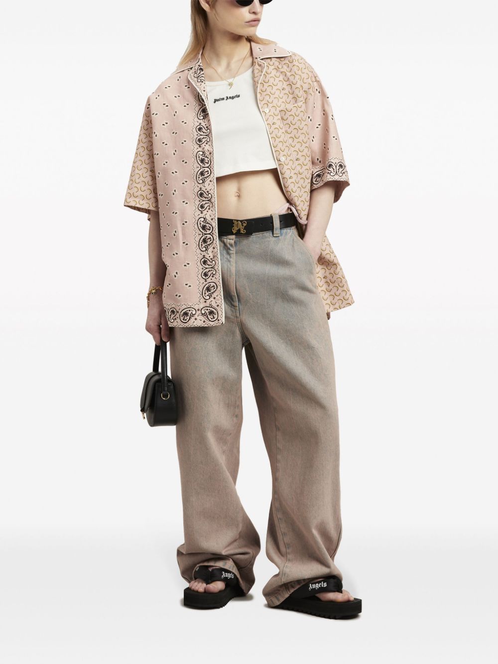 PALM ANGELS Palm Angels Overdyed Wide-Leg Jeans