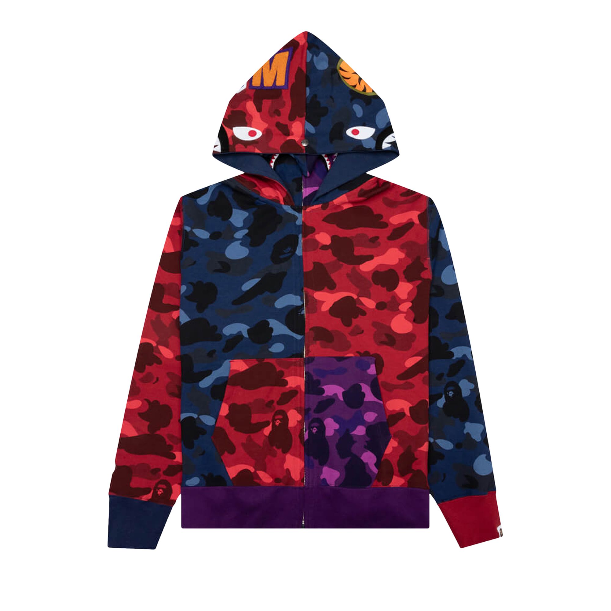 A Bathing Ape Crazy Shark Wide Fit Double Hoodie - Multicolor