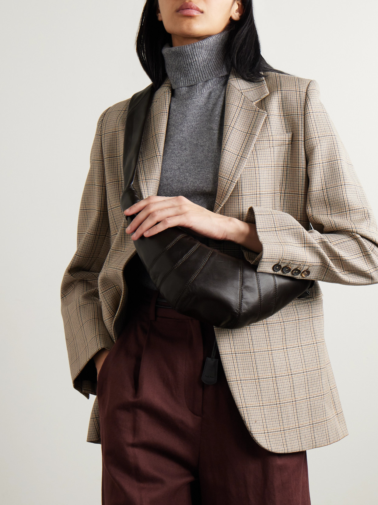 LEMAIRE Croissant Small Paneled Leather Shoulder Bag