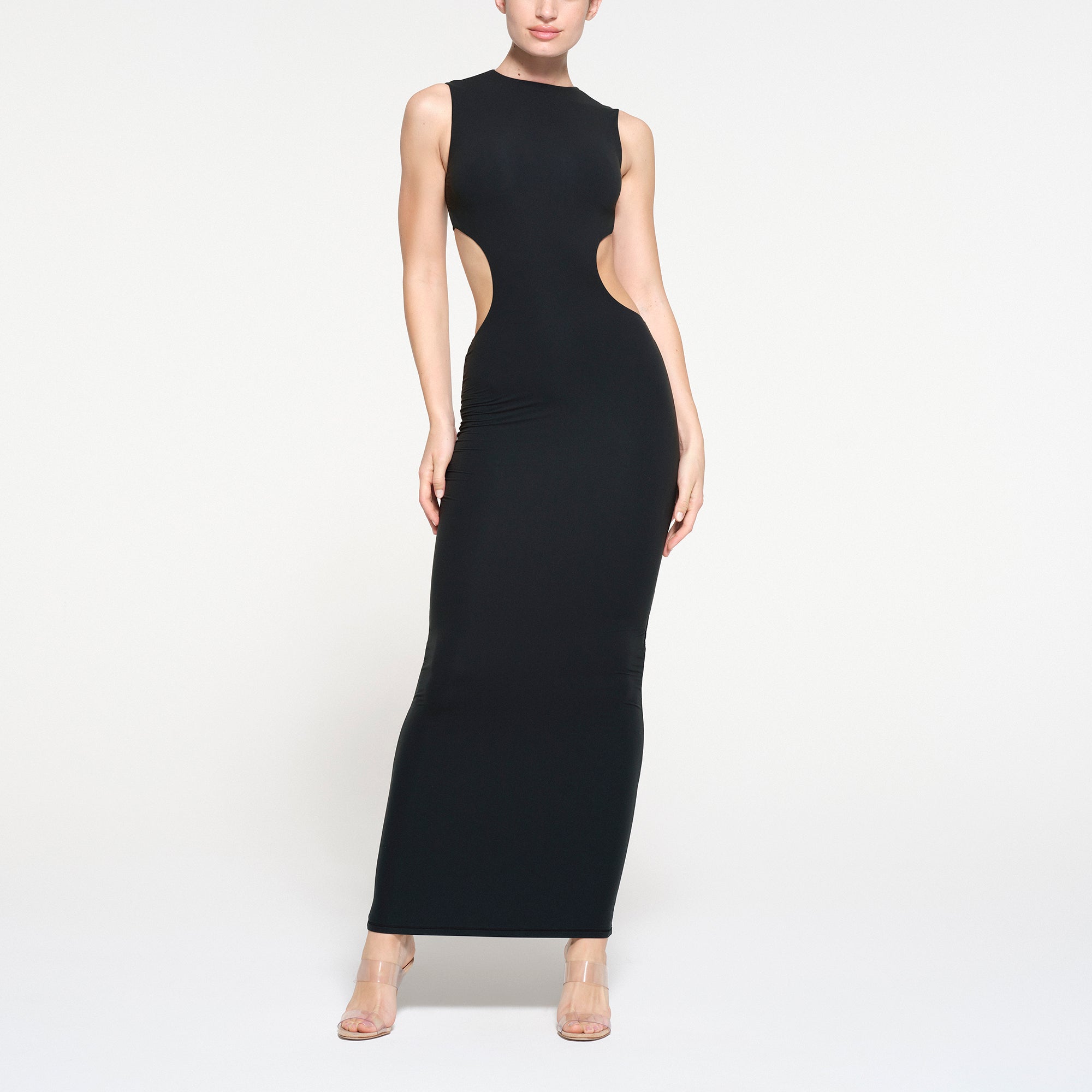 Skims Fits Everybody Cut Out Open Back Long Dress - Onyx