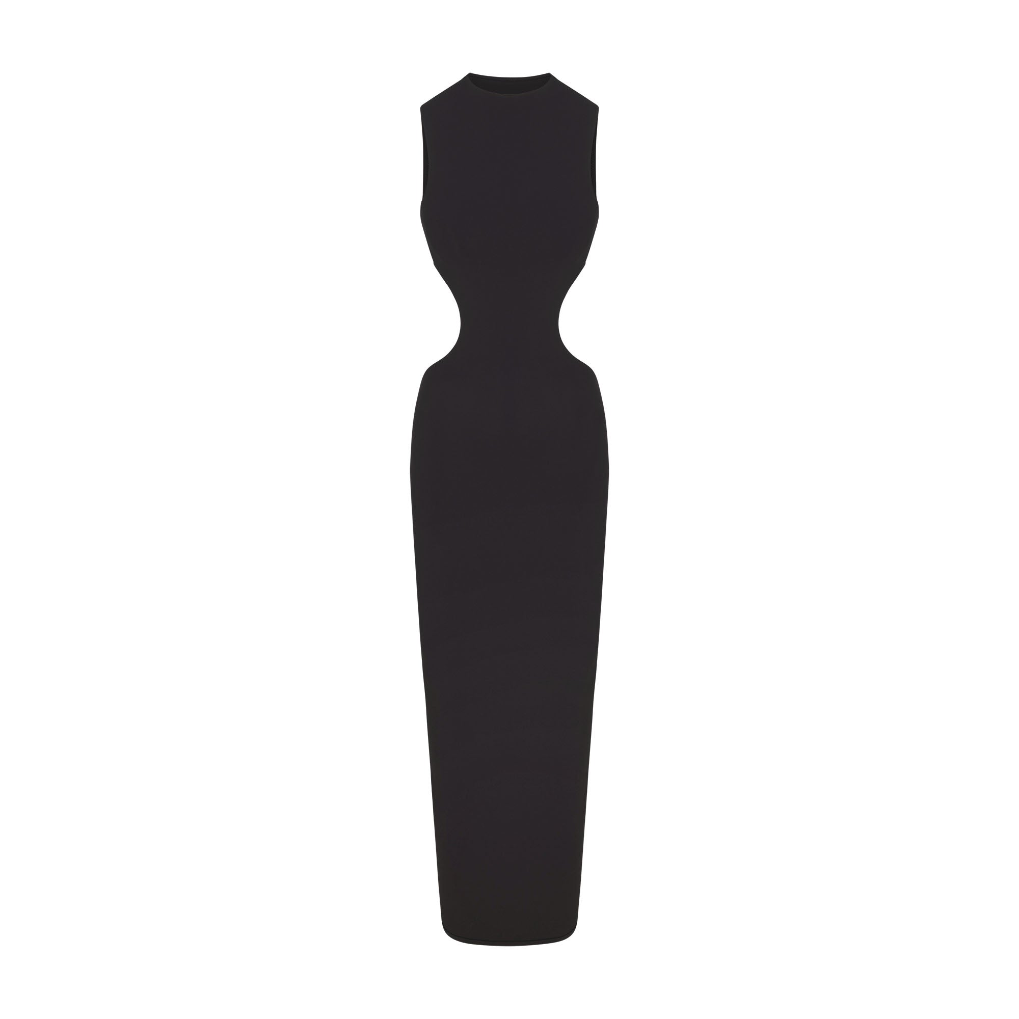Skims Fits Everybody Cut Out Open Back Long Dress - Onyx | Editorialist