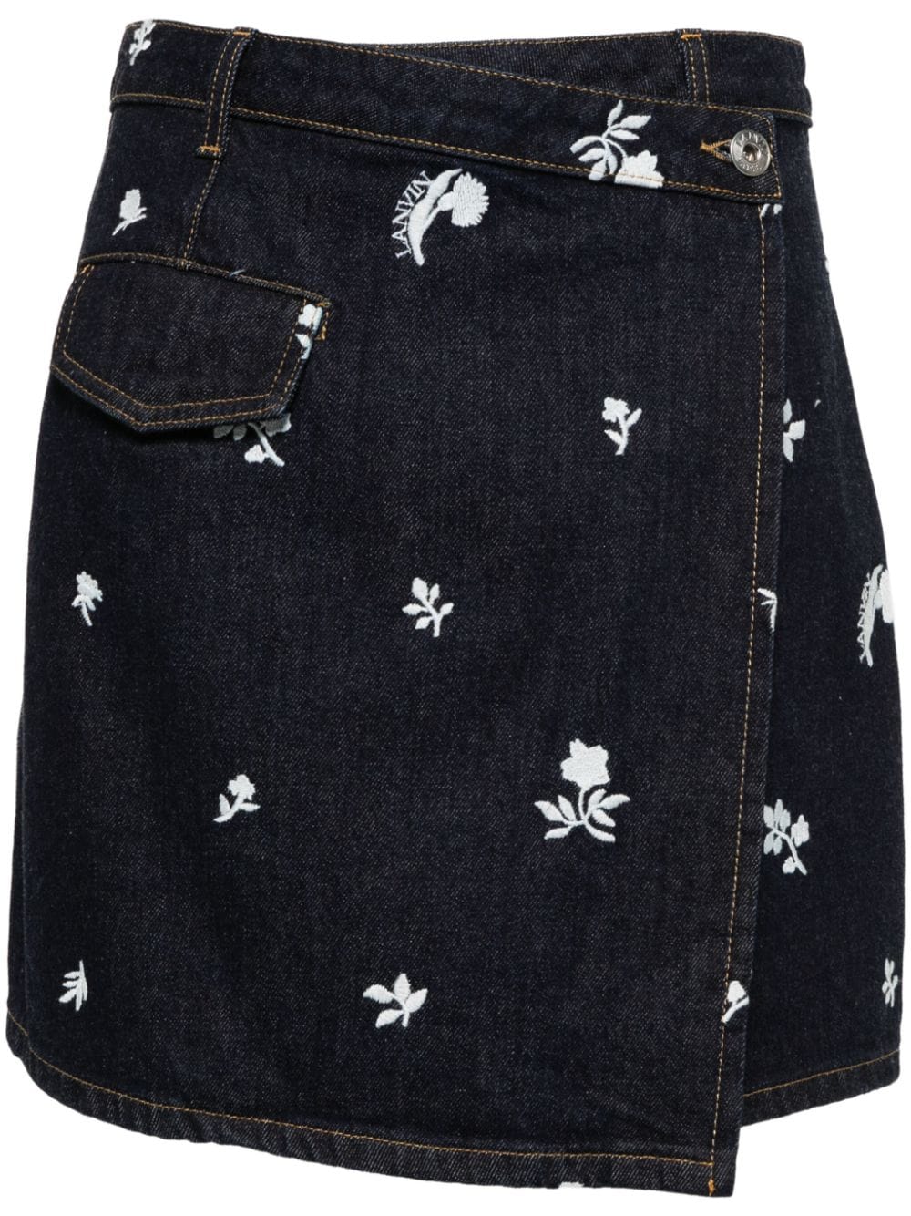 LANVIN Lanvin Floral Embroidered Denim Skirt