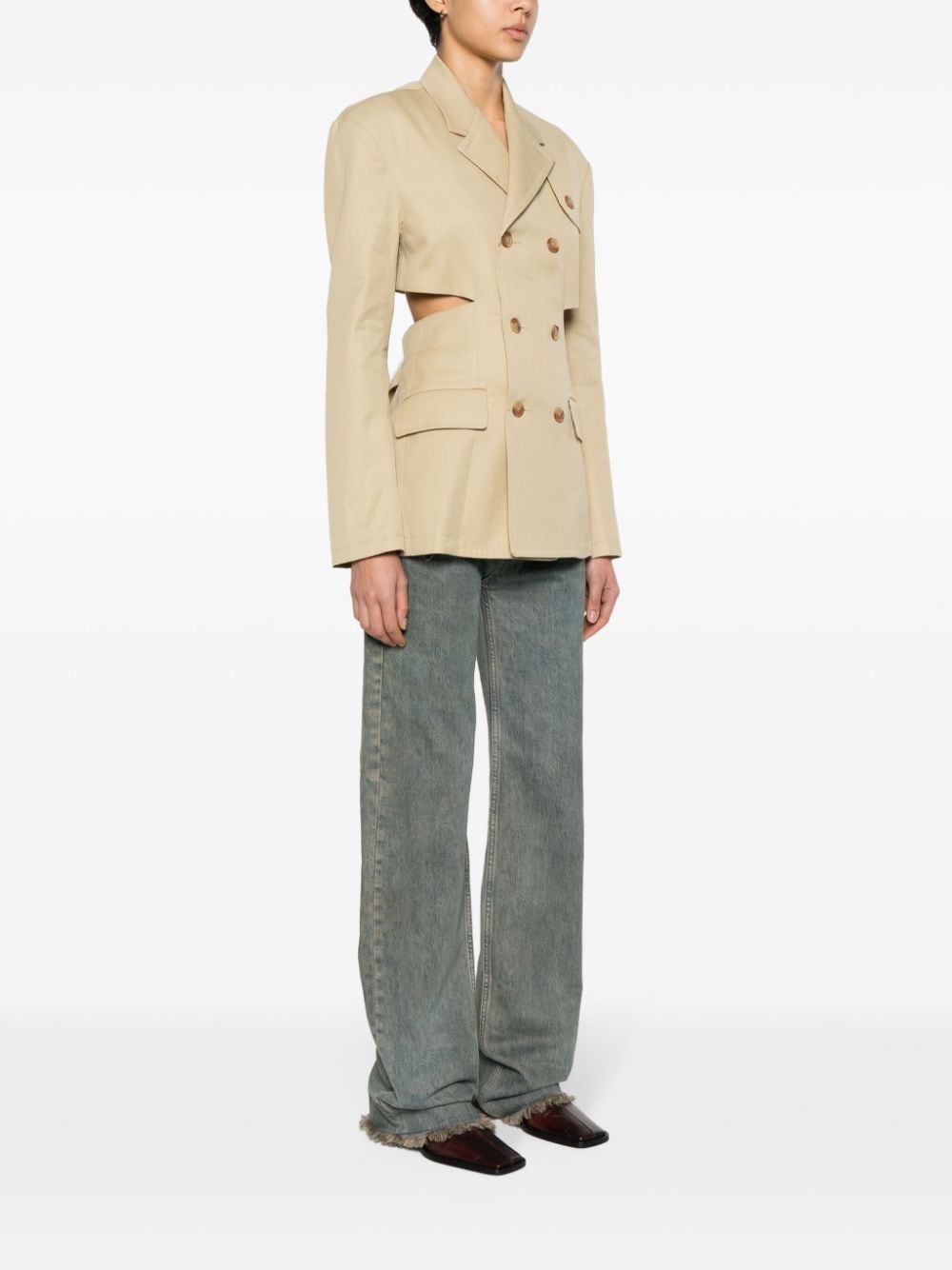 R13 R13 Double-Breasted Blazer with Open Back
