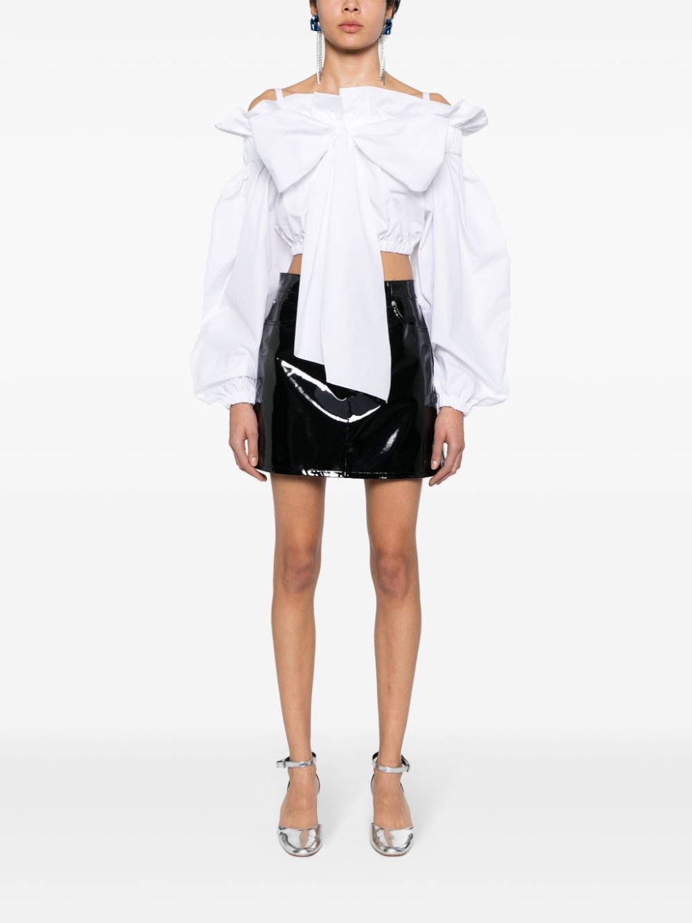 Patou Bow-Detail Cotton Crop Top - White - 30% Off | Editorialist