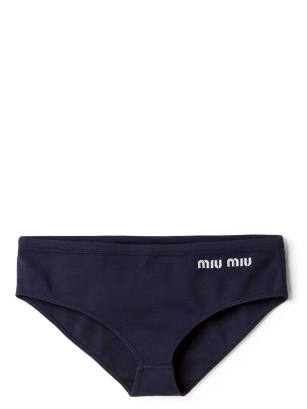 Miu Miu Logo-Embroidered Bikini Bottom - Blue | Editorialist