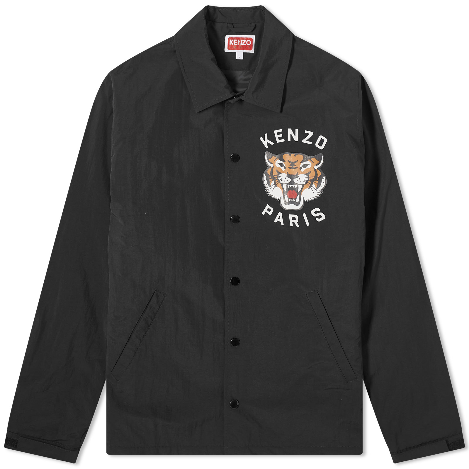 KENZO PARIS LUCKY TIGER コーチジャケットブラックサイズL Kenzo Lucky Tiger Padded Coach Jacket In Black - 50% Off