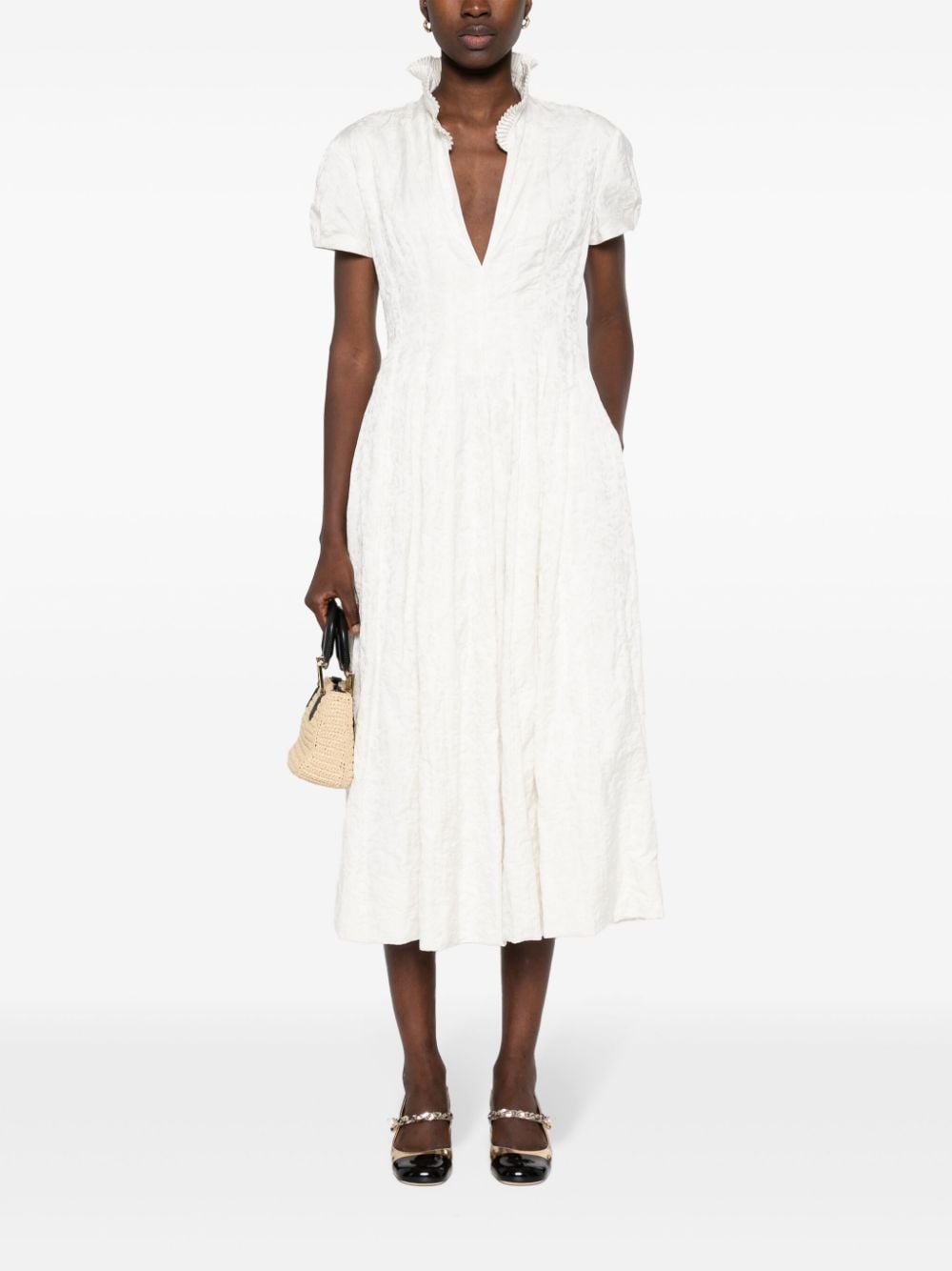 PHILOSOPHY DI LORENZO SERAFINI Philosophy Di Lorenzo Serafini V-Neck Pleated Midi Dress