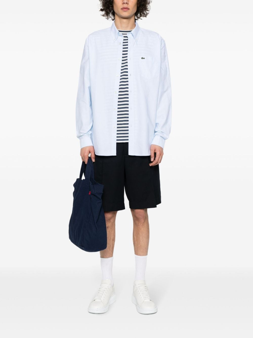 LACOSTE logo-patch cotton shirt
