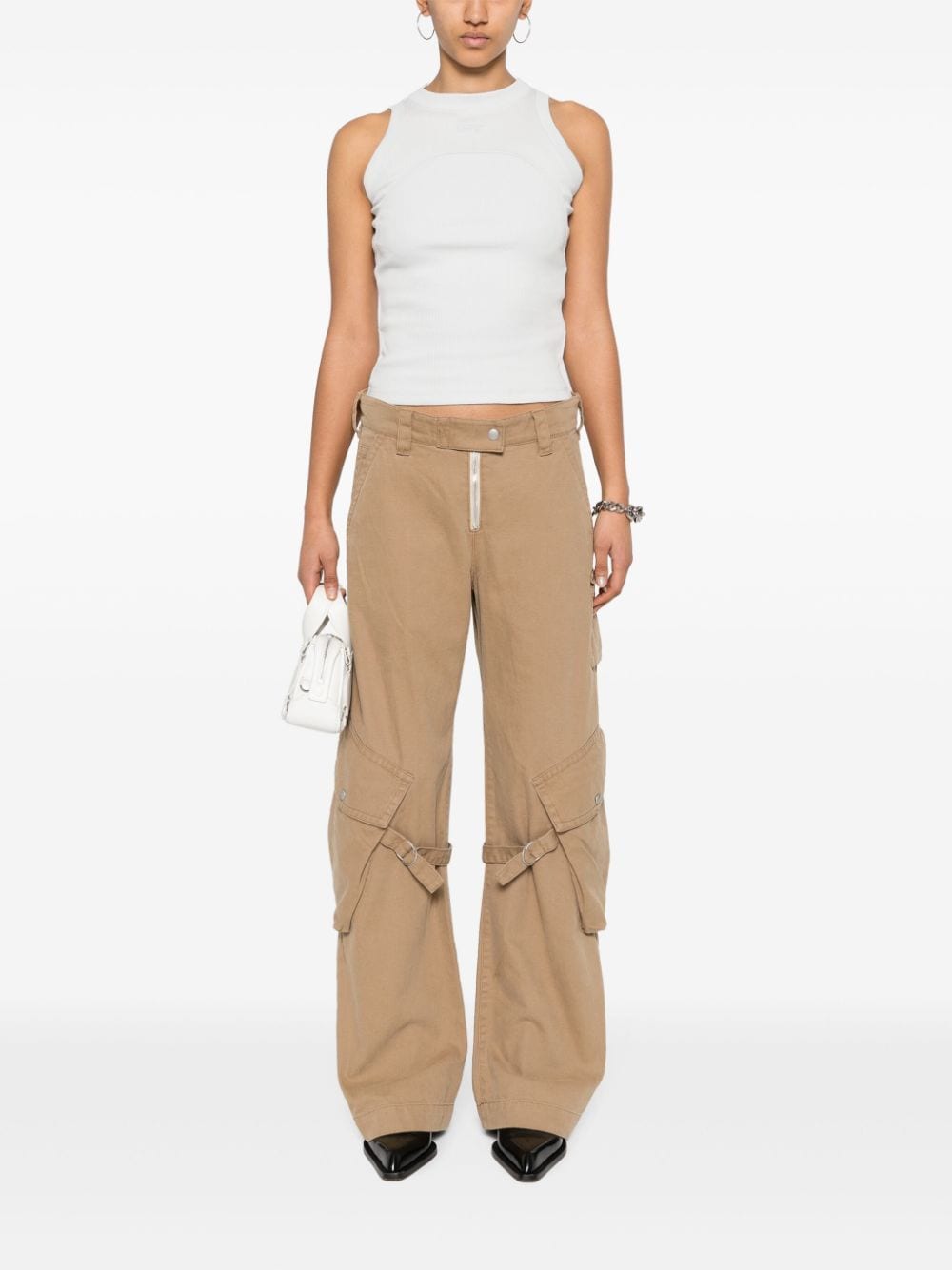 OFF-WHITE Off-White Logo Embroidered Ribbed Top