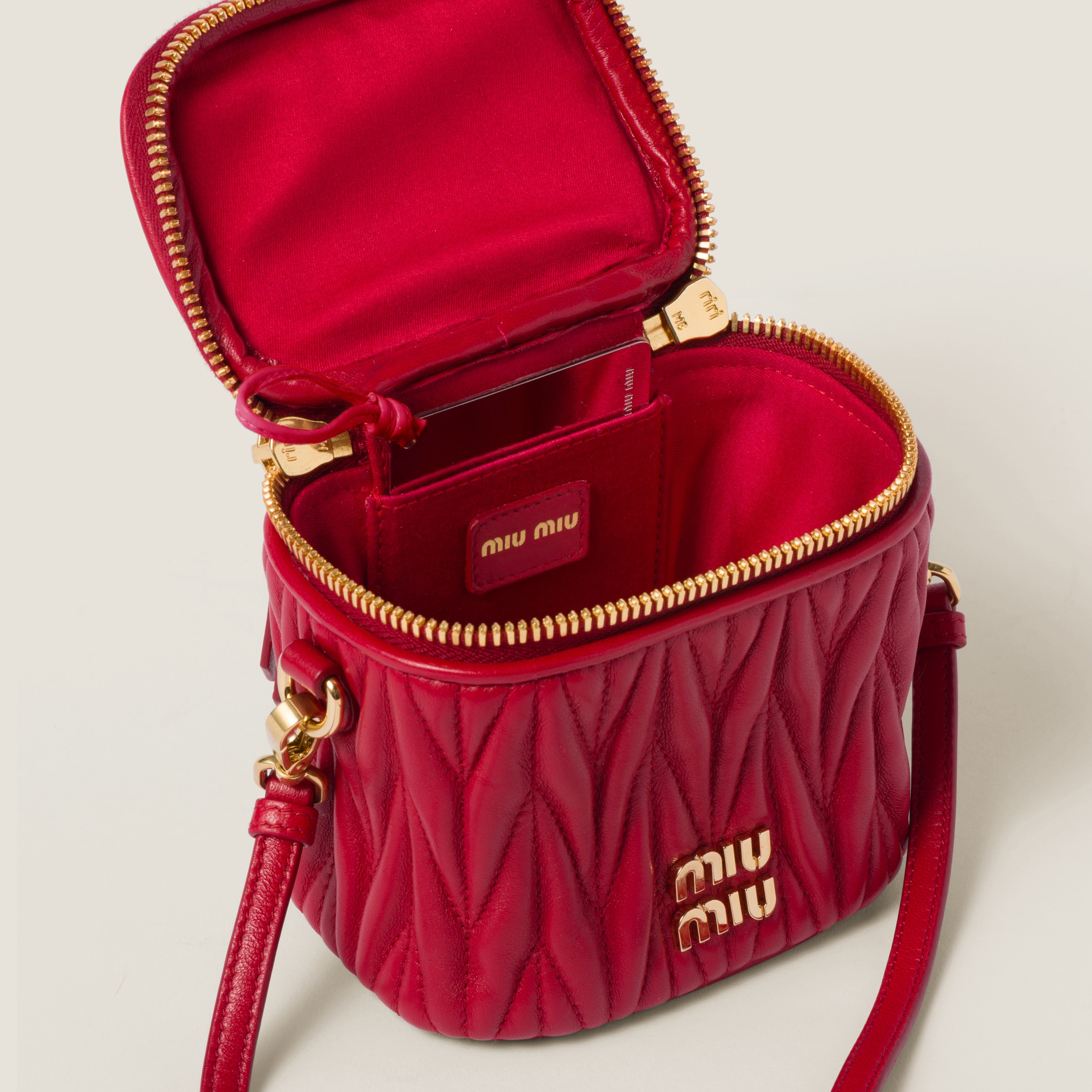 Miu Miu Matelassé Nappa Leather Micro Bag - Red | Editorialist