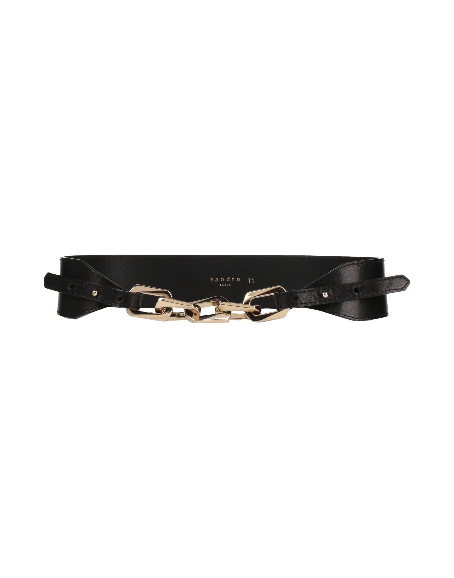 Sandro Leather Belt With Chain In Black - 66% Off | Editorialist display picture 3