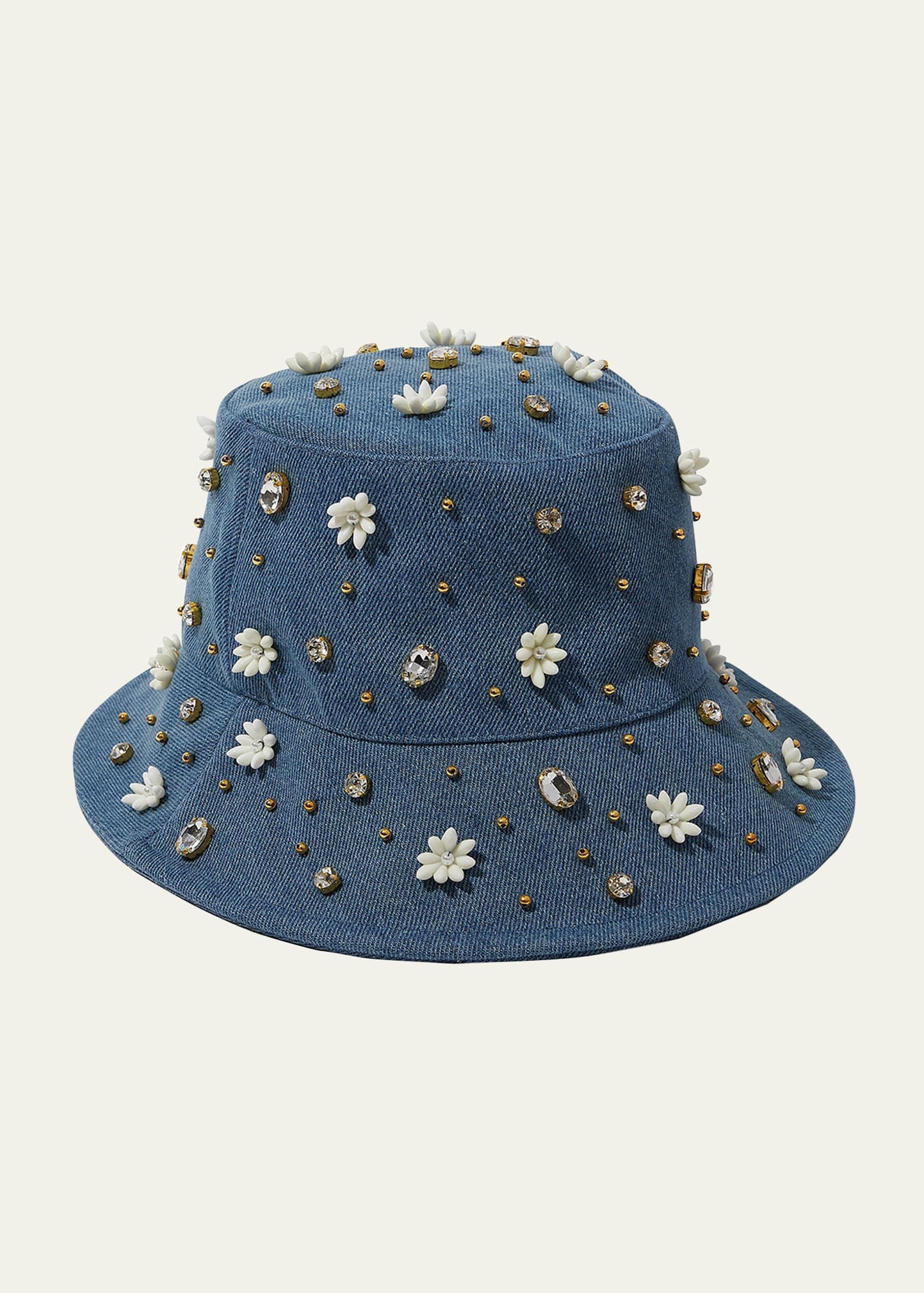 Lele Sadoughi Petunia Stud Embellished Bucket Hat - Denim 