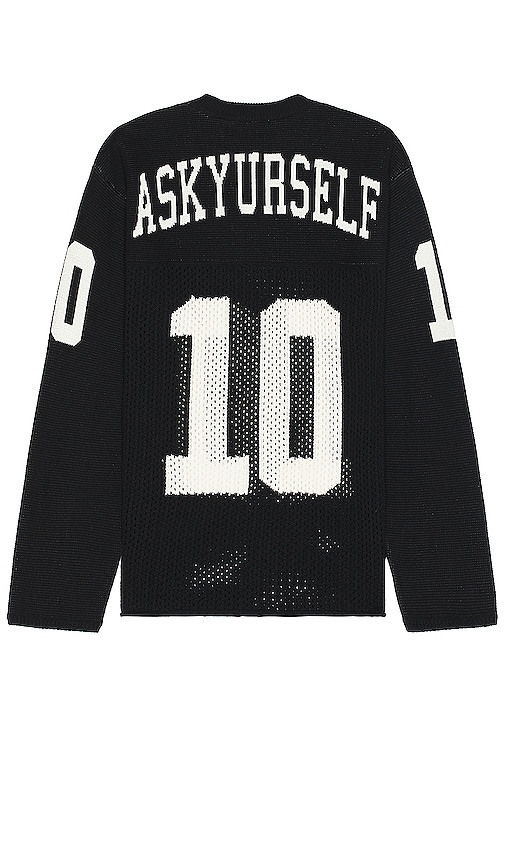 【ASKYURSELF】Knit Mesh LS Jersey ニット BLK Askyurself Knit Mesh Long Sleeve Jersey - Black | Editorialist