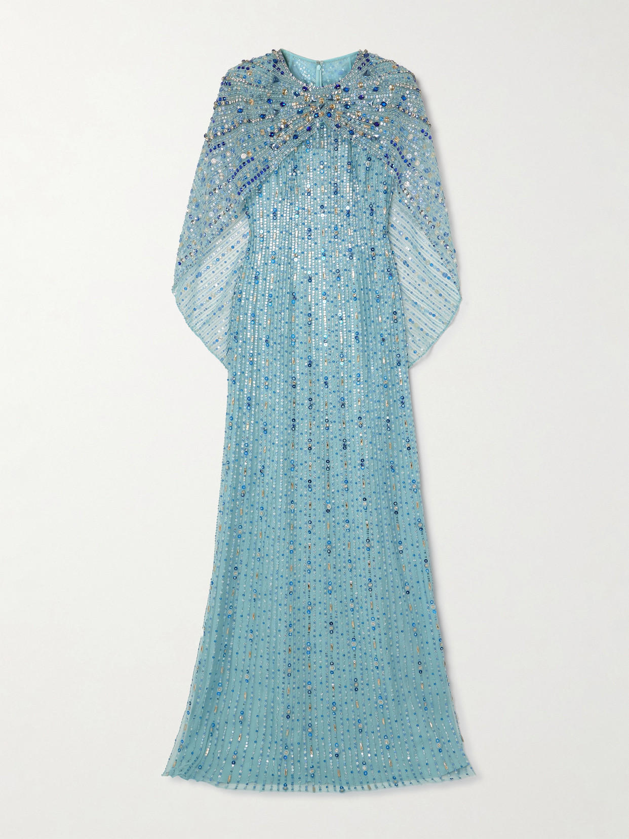 Jenny Packham James Bond Goldfinger Cape-Effect Embellished Glittered Tulle  Gown - Gold | Editorialist