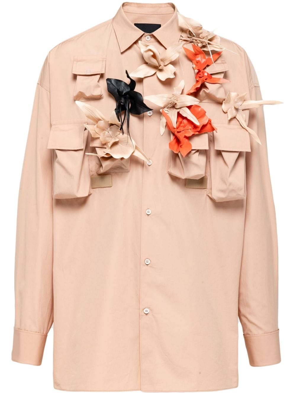 Prada Floral-Appliqué Cotton Shirt - Pink | Editorialist