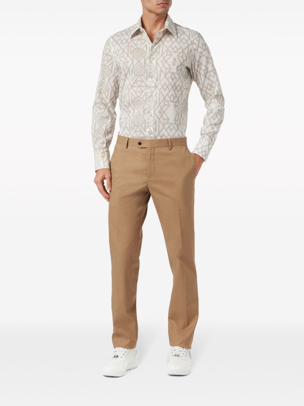 BILLIONAIRE geometric-print linen shirt